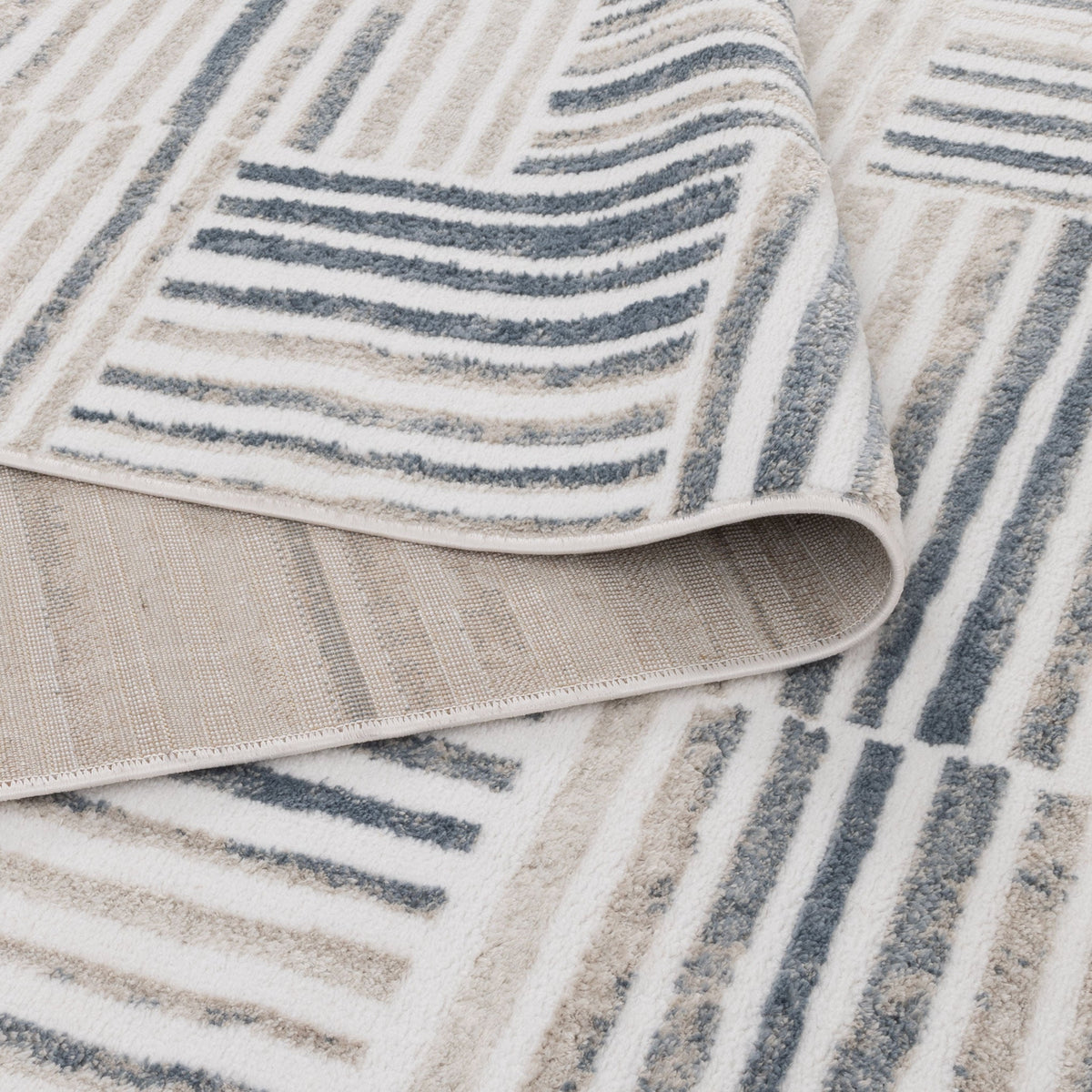 Wellington Geometric Lines Blue Rug – RugsDirect